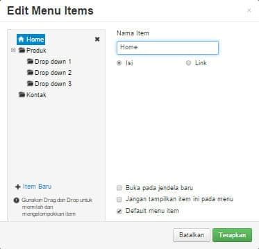 Mebuat Menu Drop Down Pada Website Builder - IndoWebsite Knowledgebase