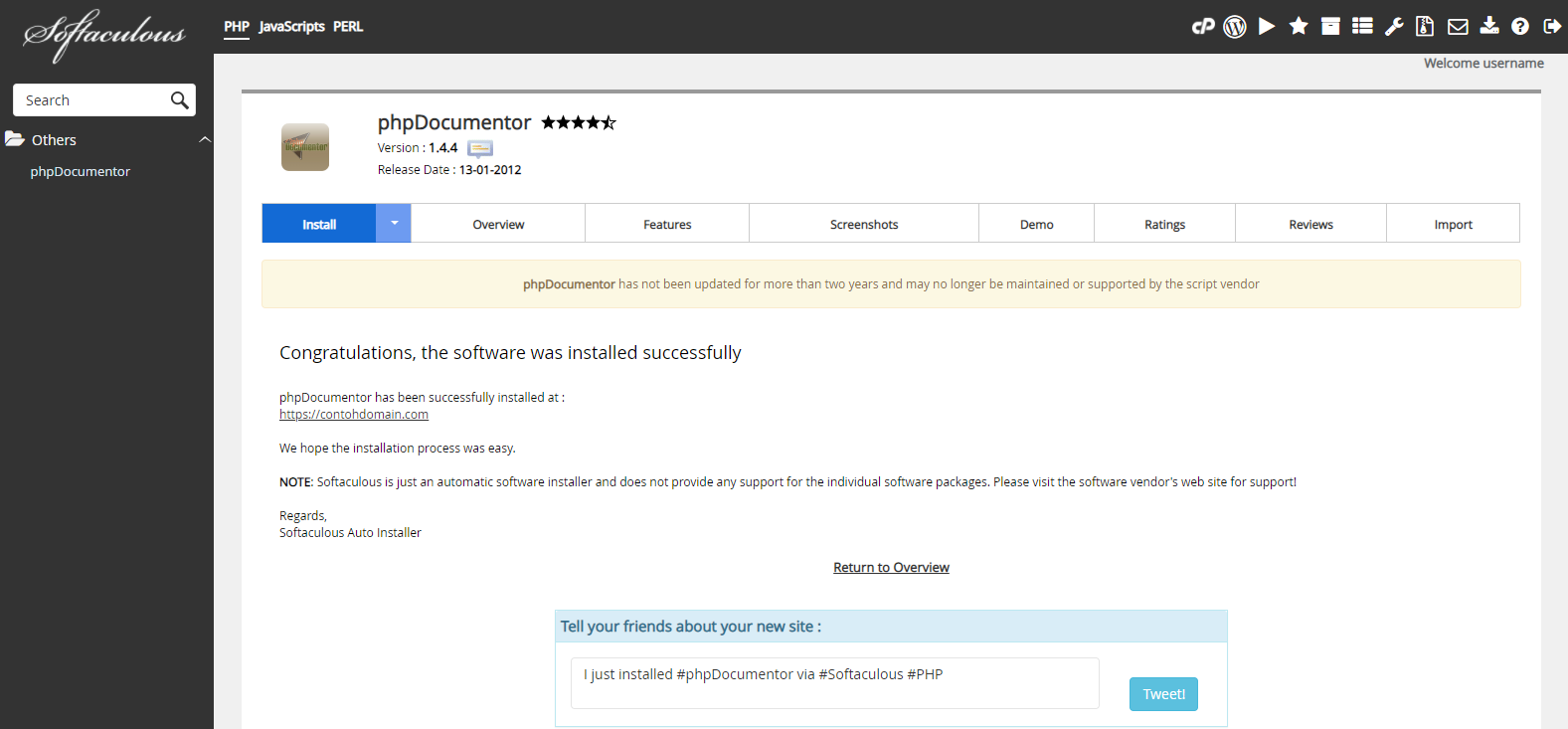 Cara Install phpDocumentor melalui Softaculous Apps Installer - IndoWebsite Knowledgebase
