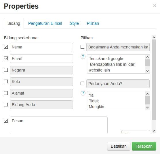 Cara Membuat Form Pada Website Builder - IndoWebsite Knowledgebase