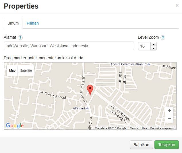 Cara Menambahkan Peta Pada Website Builder - IndoWebsite Knowledgebase
